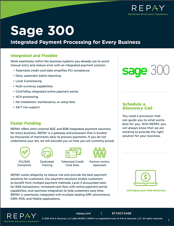 Credit Card Processing for Sage 300 | Front Line Systems
